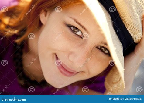 Close Up Portrait Of Beautiful Red Haired Girl Stock Image Image Of