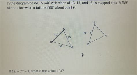 Solved In The Diagram Below Delta Abc With Sides Of 13 15 And 16
