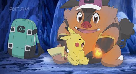 Ash As Pignite By Zatedraw On Deviantart