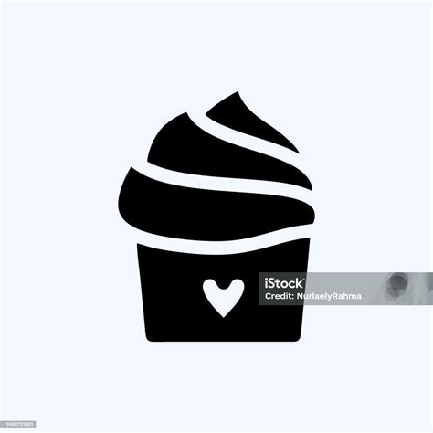 아이콘 컵케이크 베이커리 기호에 적합합니다 글리프 스타일 편집 가능한 간단한 디자인 디자인 템플릿 벡터 간단한 그림 건강하지 못한 생활방식에 대한 스톡 벡터 아트 및 기타