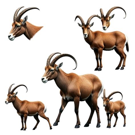 Premium Vector Ibex Vector Set White Background Isolated