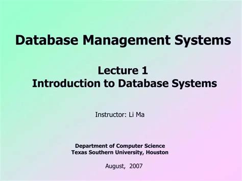 Ppt Database Management Systems Lecture Introduction To Database Systems Powerpoint