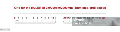 2000 밀리미터의 통치자 200센티미터의 통치자 2 미터의 통치자 보정 그리드 1mm 단계 아래 그리드 200에 대한 스톡 벡터 아트 및 기타 이미지 Istock