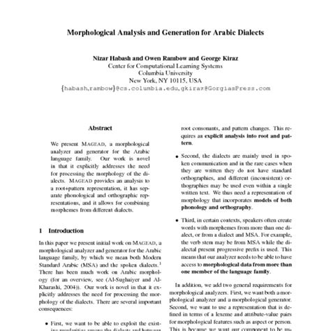 Morphological Analysis And Generation For Arabic Dialects Acl Anthology