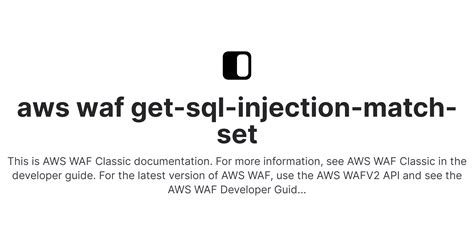 Aws Waf Get Sql Injection Match Set Fig