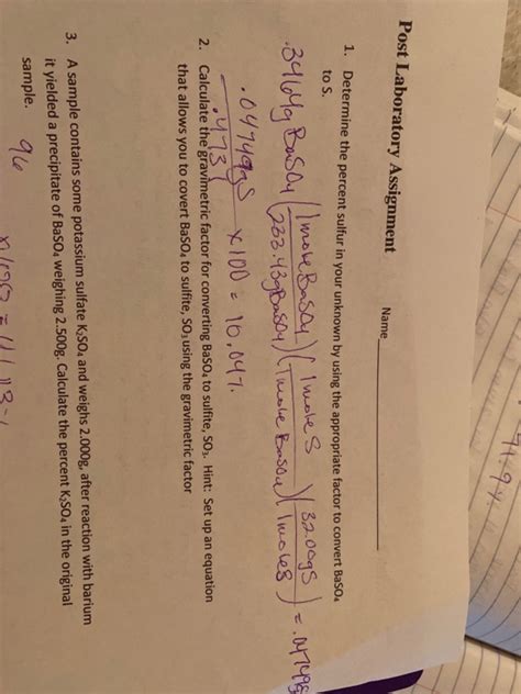 solved post laboratory assignment name 1 determine the