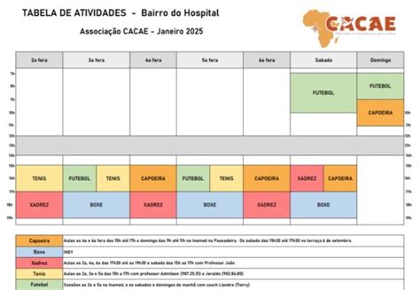 Weekly Activities At Cacae Chess Capoeira Boxing And More