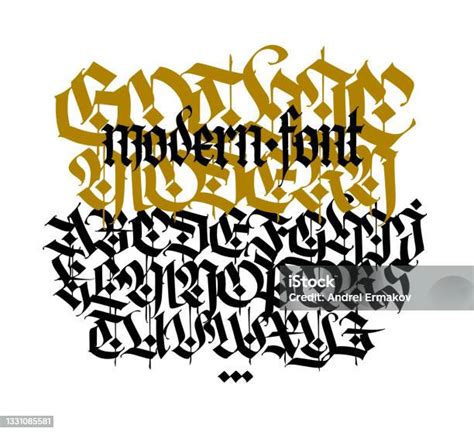 고딕 흰색 배경에 대문자 검은 글자 아름답고 세련된 서예 우아한 유럽 서체 디자인 중세 현대 스타일 가공의 인물에 대한 스톡 벡터 아트 및 기타 이미지 Istock