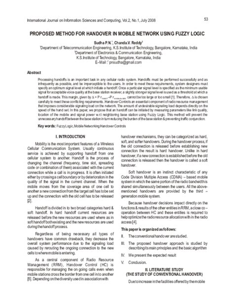 pdf proposed method for handover in mobile network using fuzzy logic