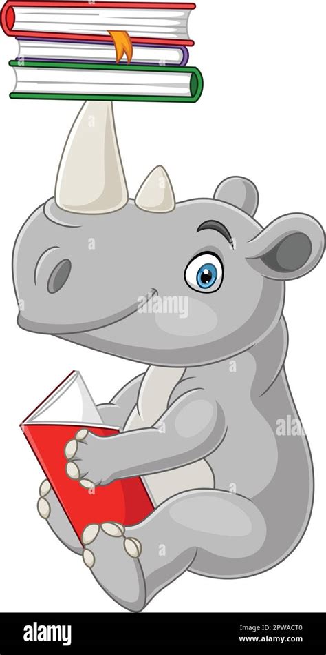 Cartoon Rhino Reading A Book Stock Vector Image And Art Alamy