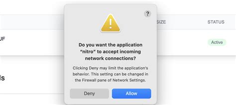 Bug Do You Want The App Nitro To Accept Incoming Network Requests