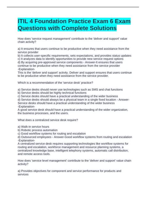 Itil 4 Foundation Practice Exam 6 Exam Questions With Complete Solutions Itil 4 Stuvia Us