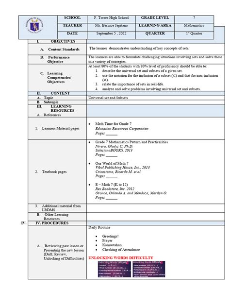 0905 7 Q1 Universal Sets And Subsets Pdf Subset Mathematics