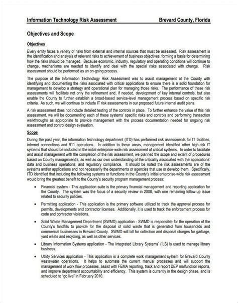 It Risk Assessment Template