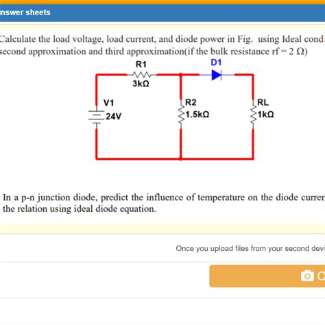 solved nswer sheets calculate the load voltage load