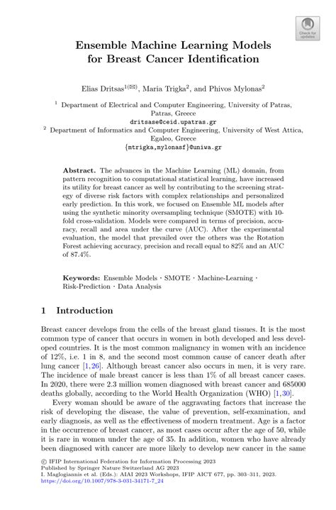 Pdf Ensemble Machine Learning Models For Breast Cancer Identification
