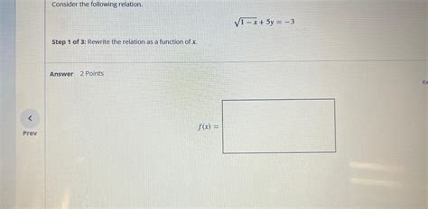 Solved Consider The Following Relation 1 X2 5y 3step 1 ﻿of