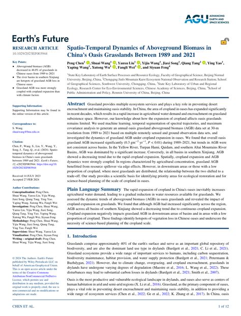 Pdf Spatio‐temporal Dynamics Of Aboveground Biomass In Chinas Oasis Grasslands Between 1989