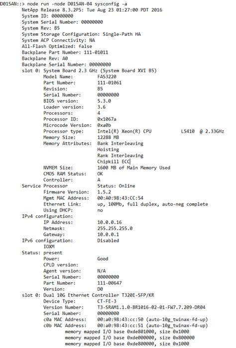 Netapp Ontap Sysconfig Commands Gathering Hardware Information