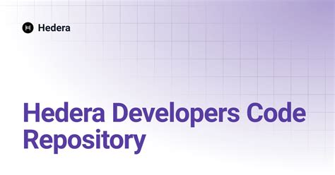 Hedera Developers Code Repository Hedera