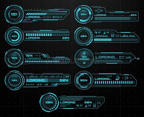 Hud Futuristic Loading Bars Sci Fi User Interface Stock Vector Illustration Of Panel Load