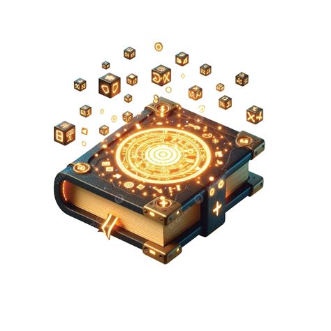 Floating Ancient Spellbook With Glowing Symbols Floating Ancient