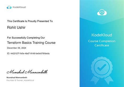 Terraform Basics Training Course Certificate Kodekloud