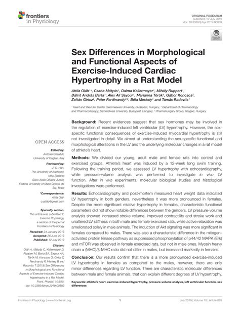 PDF Sex Differences In Morphological And Functional Aspects Of Exercise Induced Cardiac