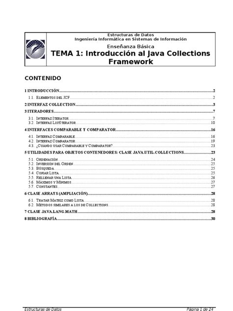 Tema 1 Introducción Al Java Collections Framework Pdf Java