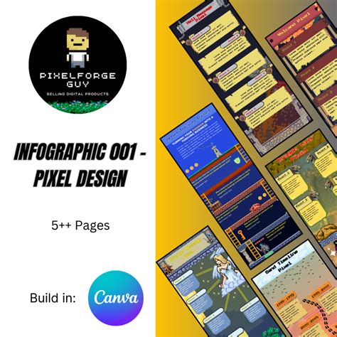 Canva Templates Infographic 001 Pixel Design Light Red Blue