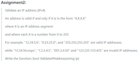 solved assignment2 validate an ip address ipv4 an address