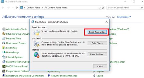 Mailbox Setup Outlook Via Control Panel