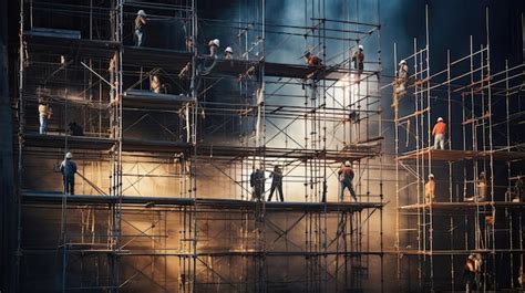 Premium Ai Image Workers Meticulously Construct A Network Of