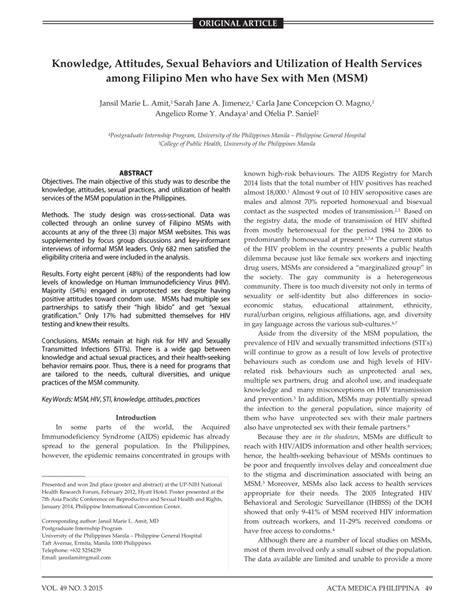 Pdf Knowledge Attitudes Sexual Behaviors And Utilization Of Health