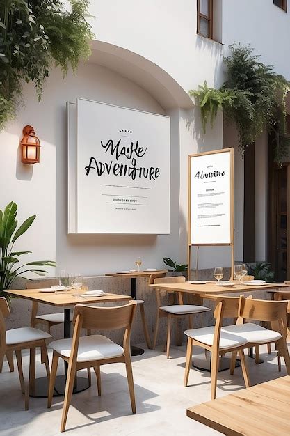 Culinary Adventure Tour Recomendaciones De Restaurantes Mockup De Señalización Con Espacio
