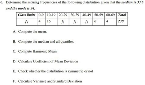 Determine The Missing Frequencies Of The Following Distribution Given Tha