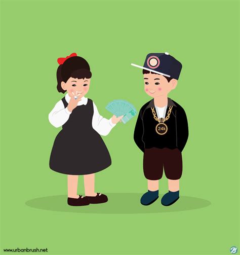 부자 철수와 영희 일러스트 Ai 무료다운로드 Free Rich Character Vector 어반브러시