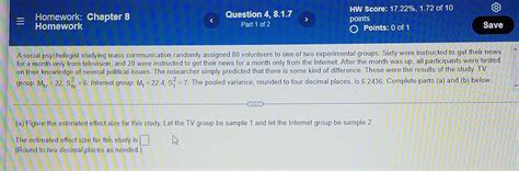 Solved Homework Chapter 8 Homework Question 4 8 1 7 Part
