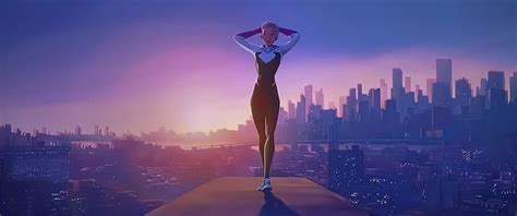 무료 다운로드 스파이더맨 마일즈 모랄레스 그웬 스테이시 스파이더맨 어크로스 더 스파이더 버스 스파이더 버스 슈퍼히어로 도시 애니메이션 Hd 배경 화면