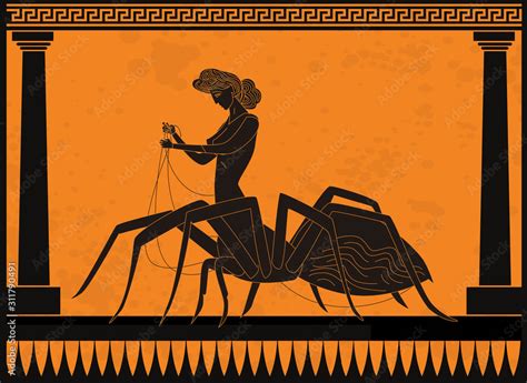 Arachne Greek Mythology Spider Half Woman Silk Weaver Stock Vector Adobe Stock