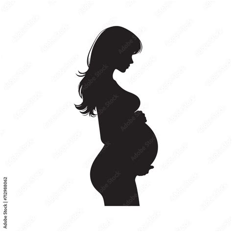 Blossoming Bonds Pregnant Lady Silhouette Set Illustrating The