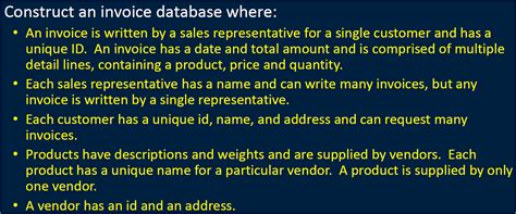 Solved Construct An Invoice Database Where An Invoice Is