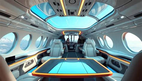 3d Render Of Futuristic Luxury Private Aircraft With Panoramic Windows