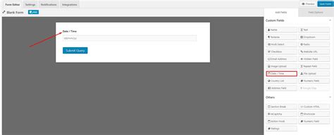 date time form field weforms pro