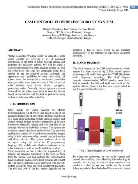Gsm Controlled Wireless Robotic System Pdf Mobile Phones Embedded System