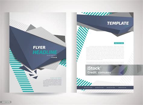 추상적인 벡터 현대 전단지 안내 책자 연간 보고서 Design 서식 파일 편지지 크기 A4 흰색 배경으로 가리기에 대한 스톡 벡터 아트 및 기타 이미지 Istock