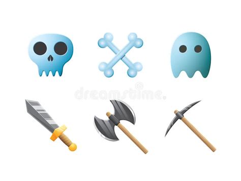 Game Ui Assets Set Gaming User Interface Icons Collection Stock Vector Illustration Of Death