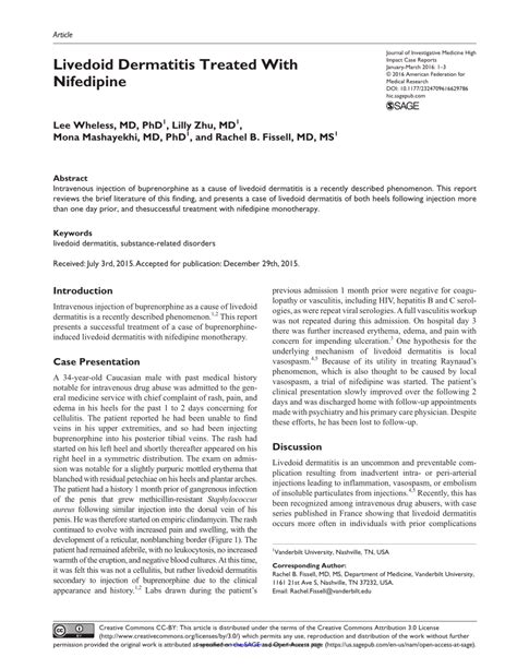 Pdf Livedoid Dermatitis Treated With Nifedipine