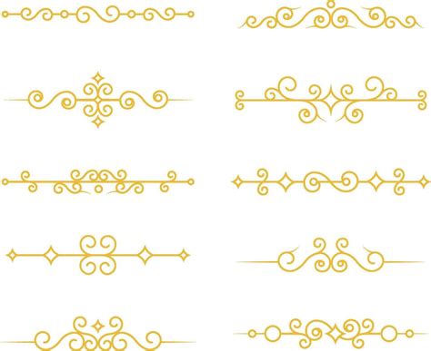 Luxury Divider Ornate Swirl Borders Vector Isolated Golden Fancy