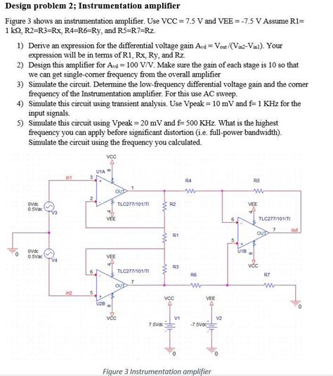 Solved Design Problem Instrumentation Amplifier Figure Chegg